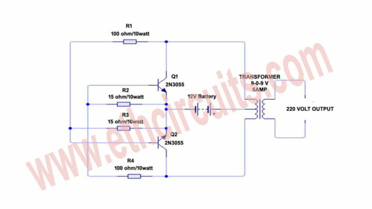 Very easy 12 Volt To 220 Volt Inverter Circuit Diagram